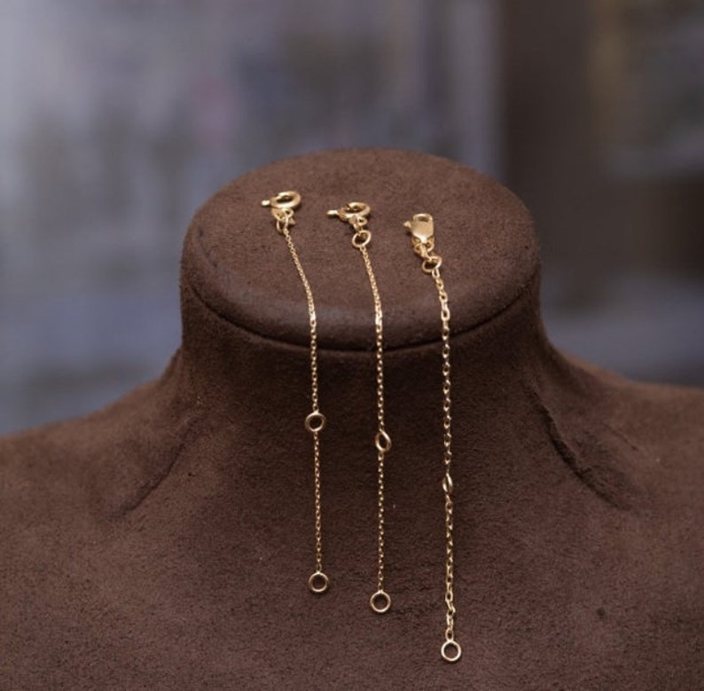 18k Solid Gold Necklace or Bracelet Extender, Adjustable Length 1 2 3 4 ...