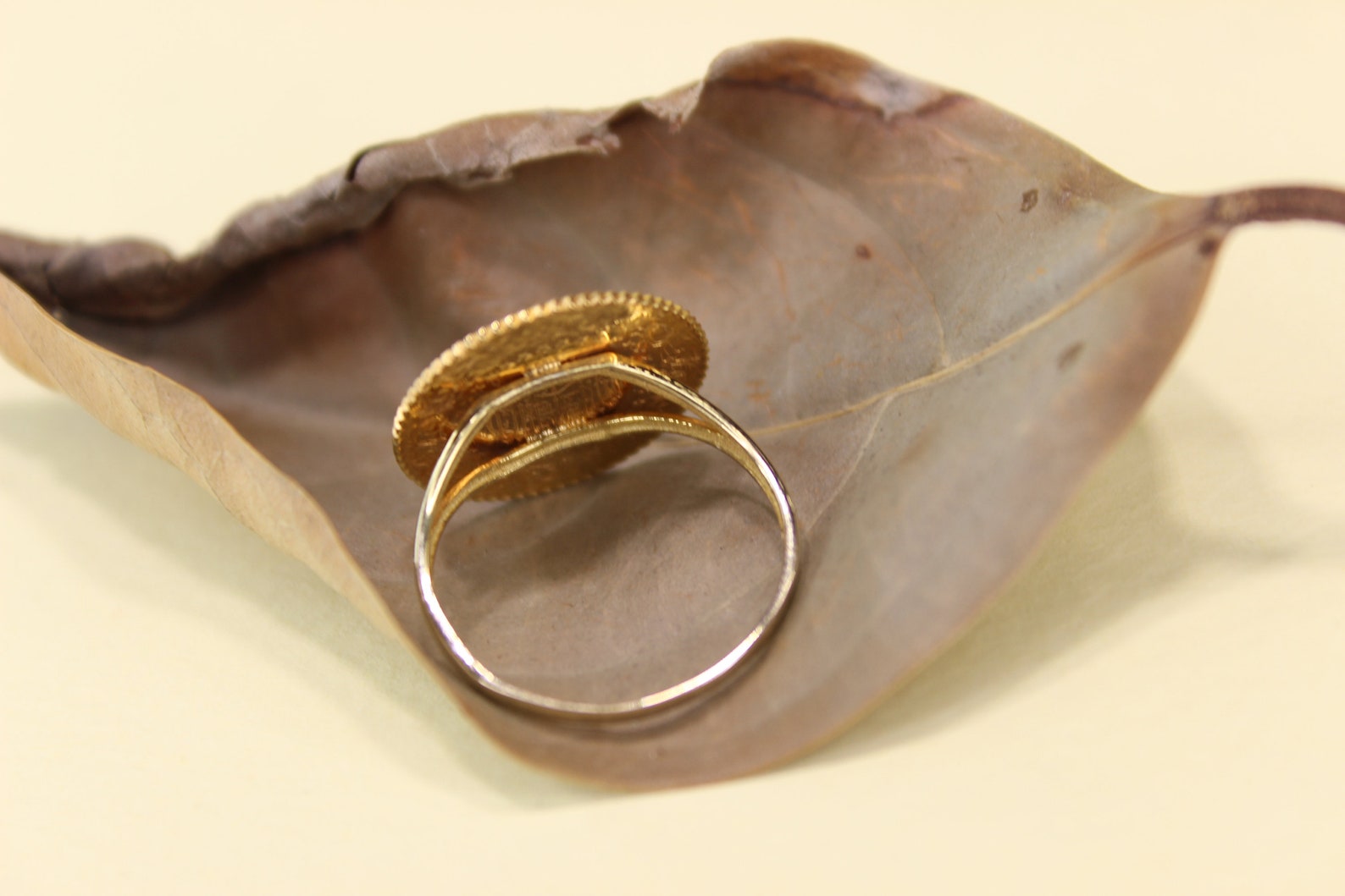 22K and 14K Gold Turkish Coin Ring, Gold Signet Ring, Statement Gold ...