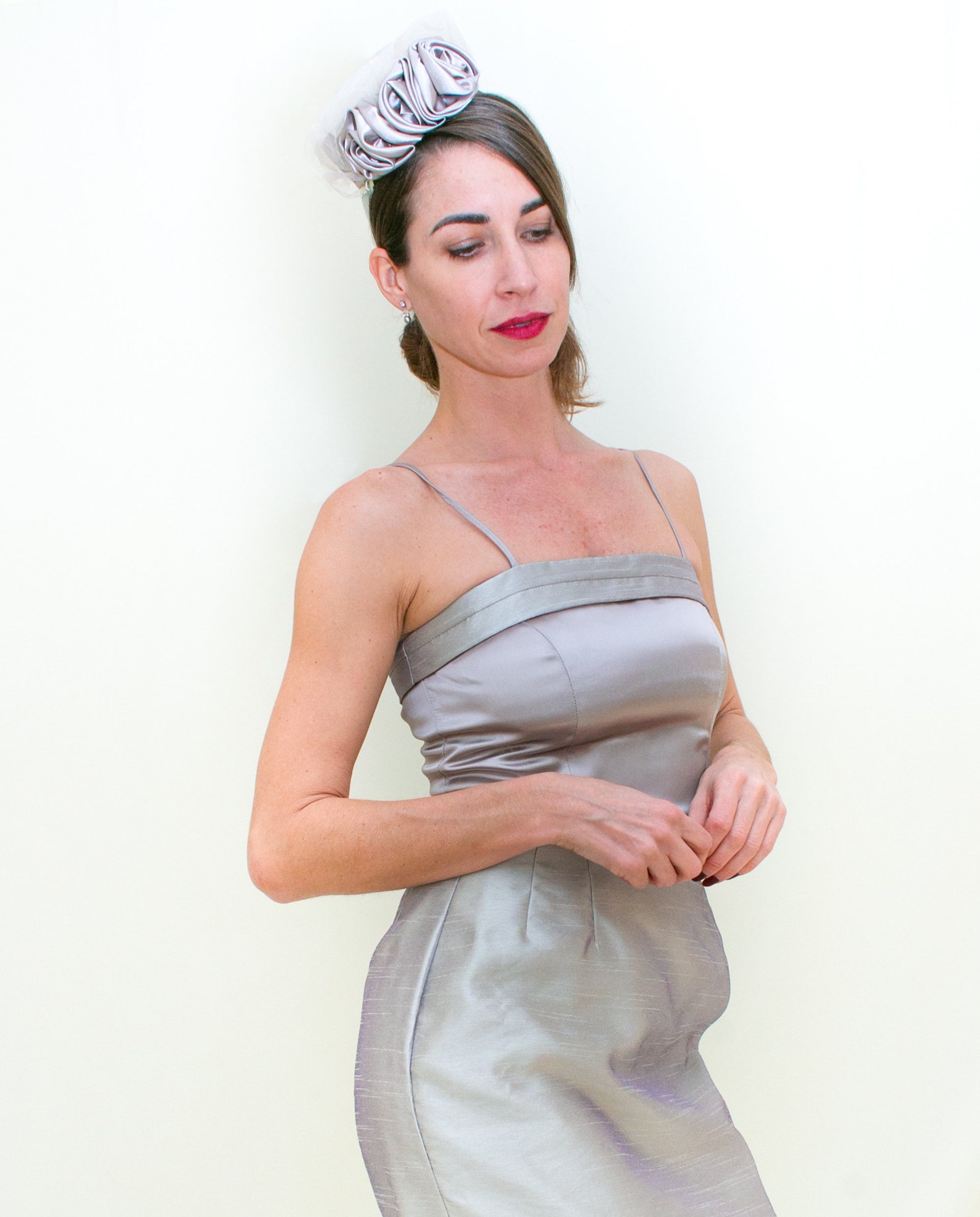 Vintage 2 Piece Silver Formal Dress With Jacket, and Hat - Etsy