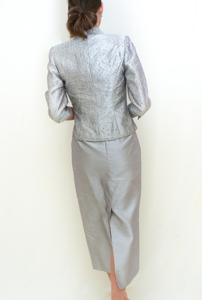 Vintage 2 Piece Silver Formal Dress With Jacket, and Hat - Etsy