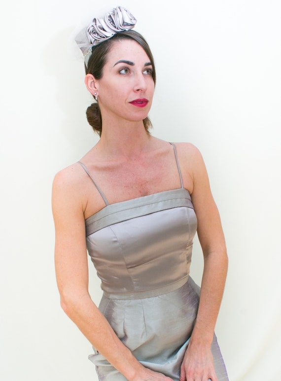 Vintage 2 Piece Silver Formal Dress with Jacket, and … - Gem