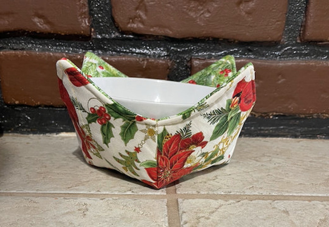 Microwave Bowl Cozy/ Pot Holder Christmas/poinsettia/ Cardinal ...