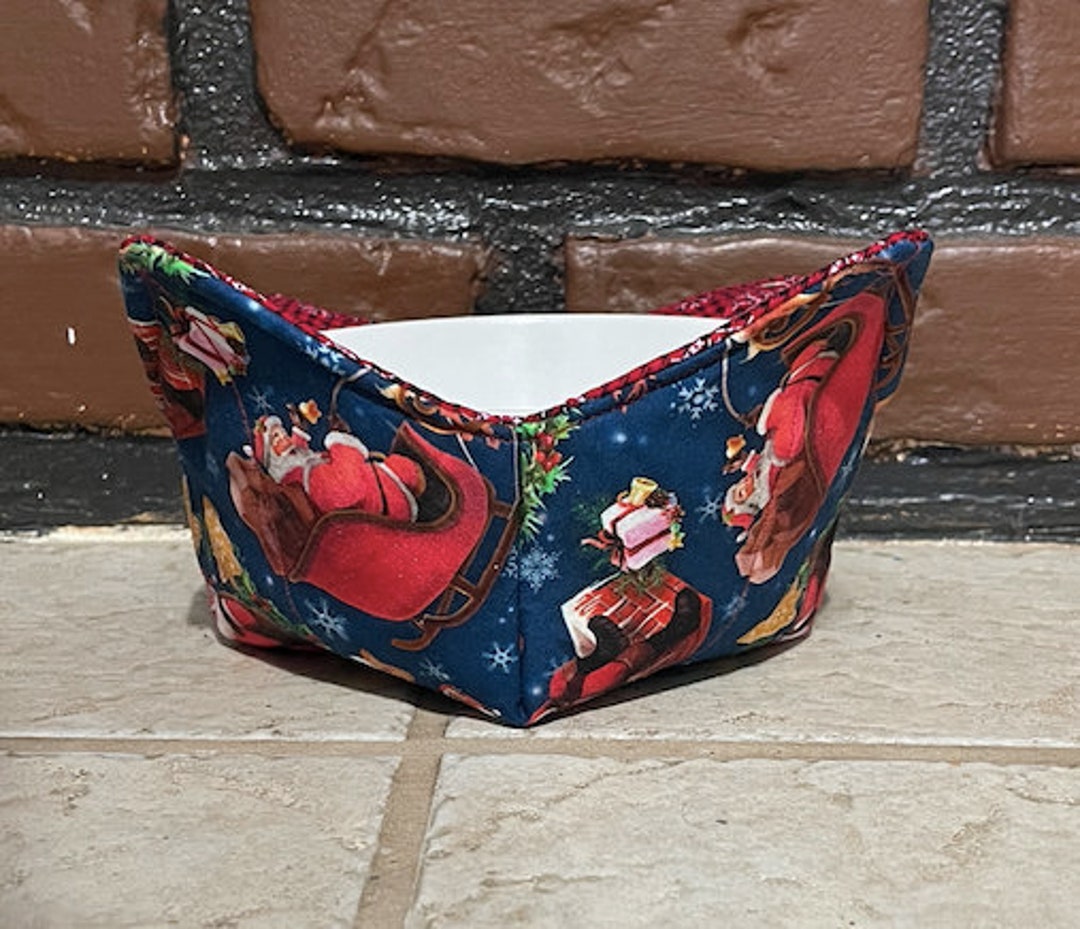 Microwave Bowl Cozy/ Pot Holder Christmas/santa Reversible (handmade ...