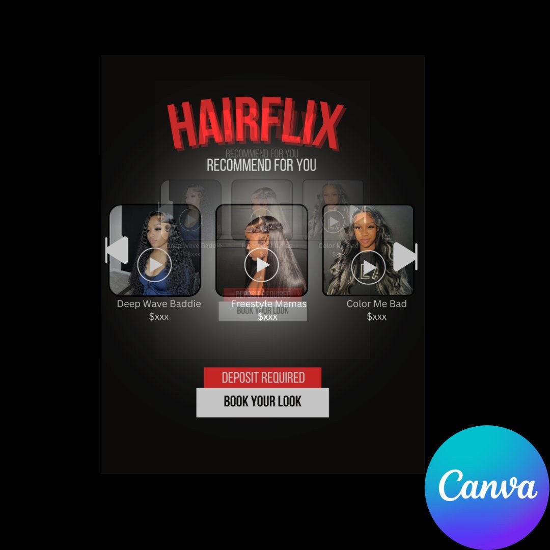 Hairflix Themed |looking or Booking Flyer | Monthly Booking Flyer ...