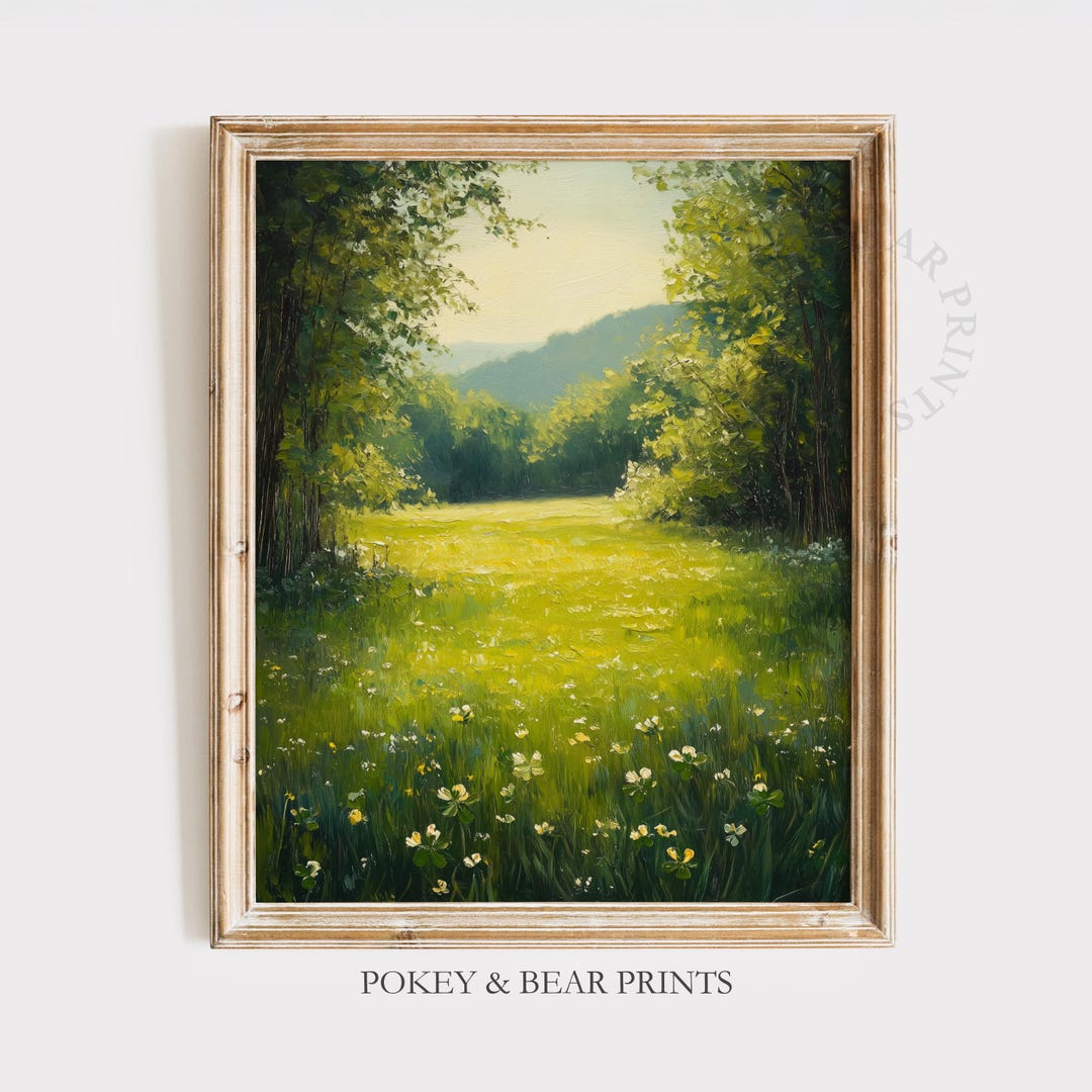 Cottagecore Irish Meadow Print, Spring Landscape Art, Tranquil Pastoral ...