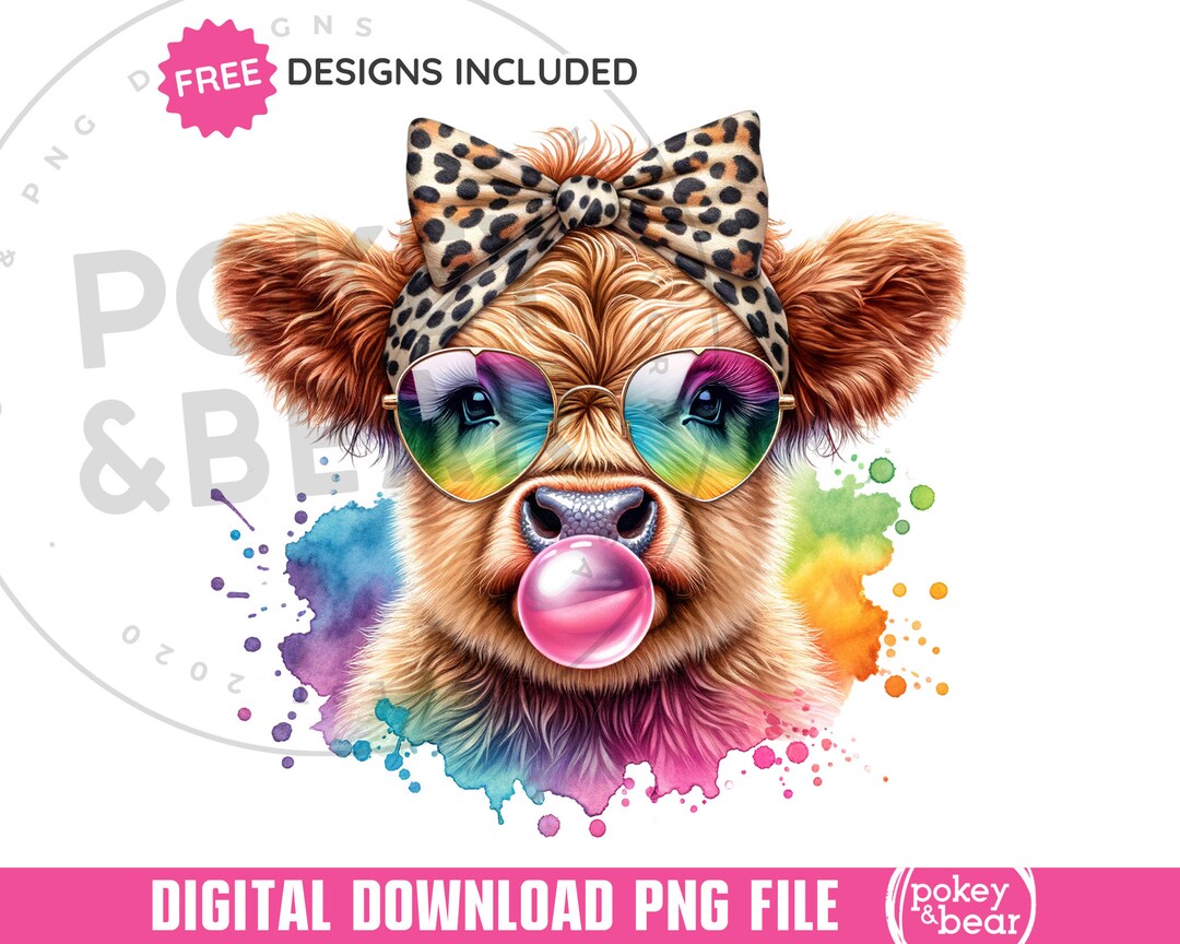 Rainbow Highland Cow Png Sublimation Design Leopard Cow Shirt Design ...