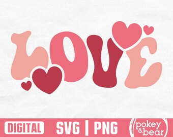 Groovy Valentine's Day Svg Bundle in Retro Font. - Etsy