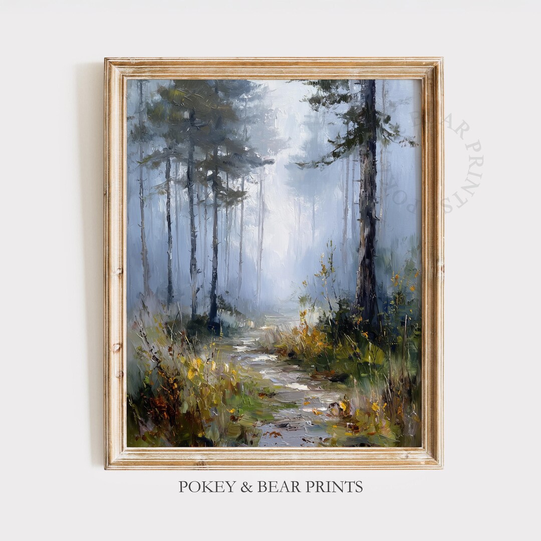 Moody Misty Forest Path Printable, Vintage Landscape Art, Painterly ...