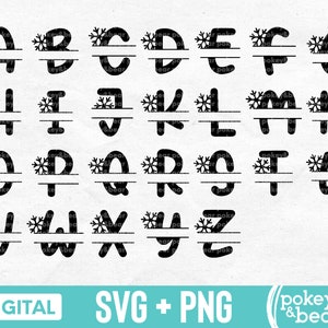 Split Monogram Alphabet Svg Bundle Snowflake Monogram Svg Christmas ...