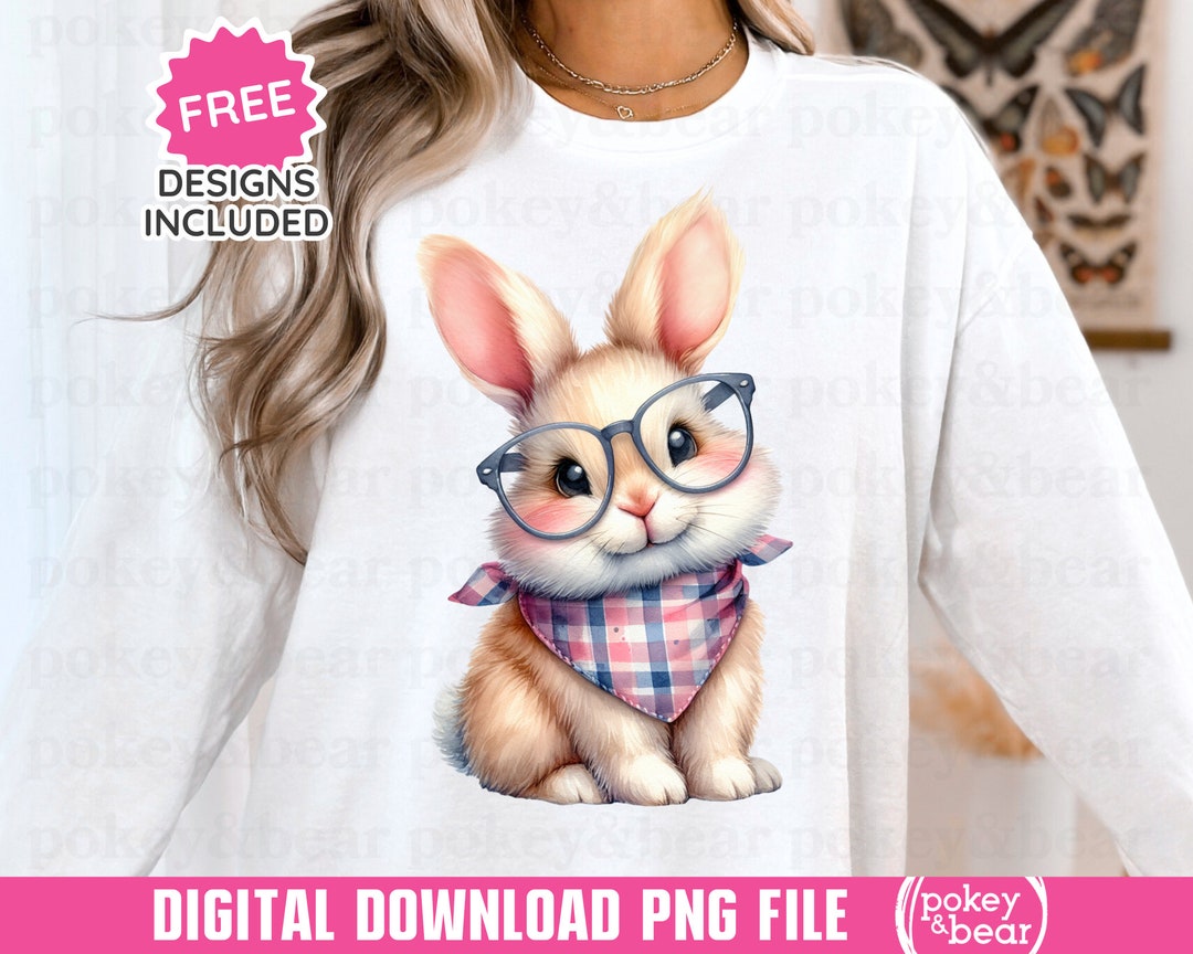 Plaid Bandana Bunny Png Sublimation Design Bunny Shirt Design Cute ...