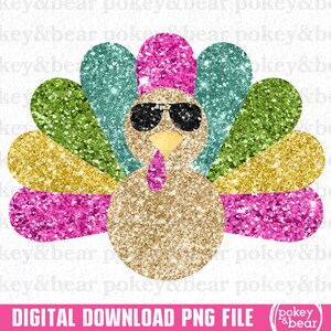 Faux Glitter Turkey Png Sublimation Design Glitter Thanksgiving Png ...