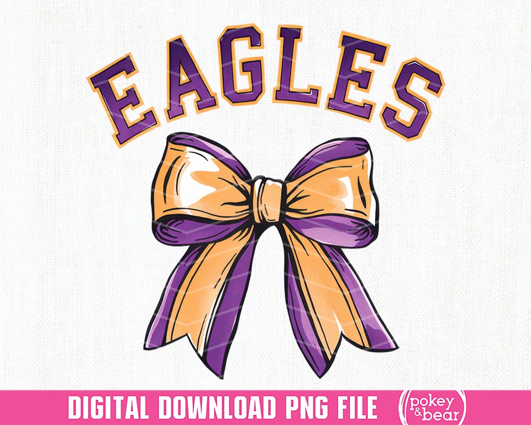 Eagles School Team Mascot Bow Shirt Png Gold Purple Team Football ...
