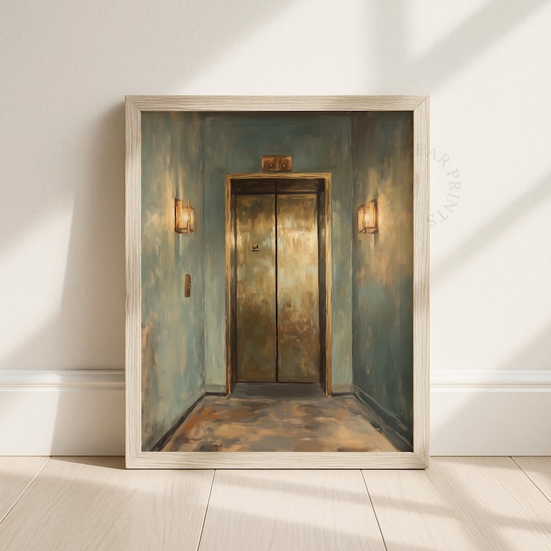 Vintage Elevator Doors Printable, Moody Urban Rustic Art, Cinema Style ...