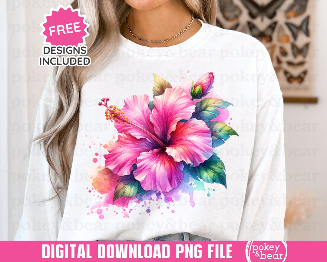 Hot Pink Hibiscus Png Sublimation Design Hawaiian Shirt Design Hibiscus ...