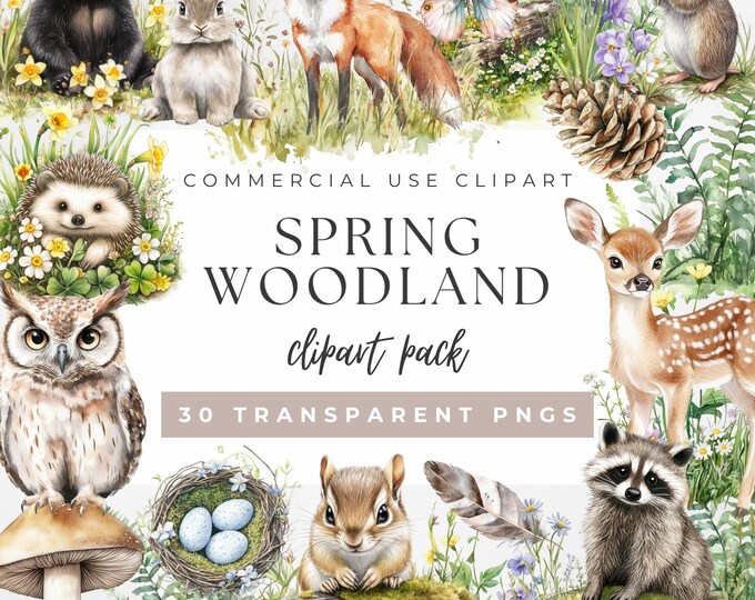 Watercolor Woodland Animals Clipart, Watercolor Forest Animals Clip Art ...
