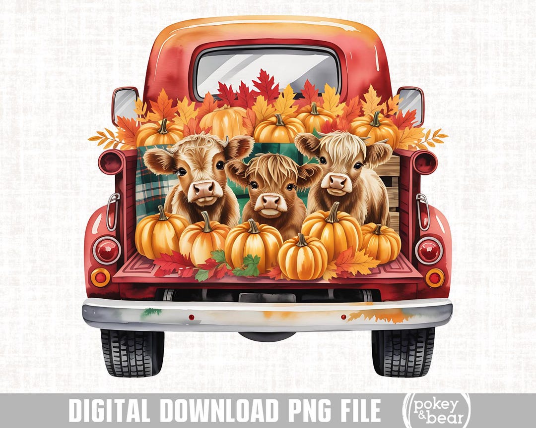 Little Red Truck Fall Png Sublimation Design, Cute Autumn Clipart ...