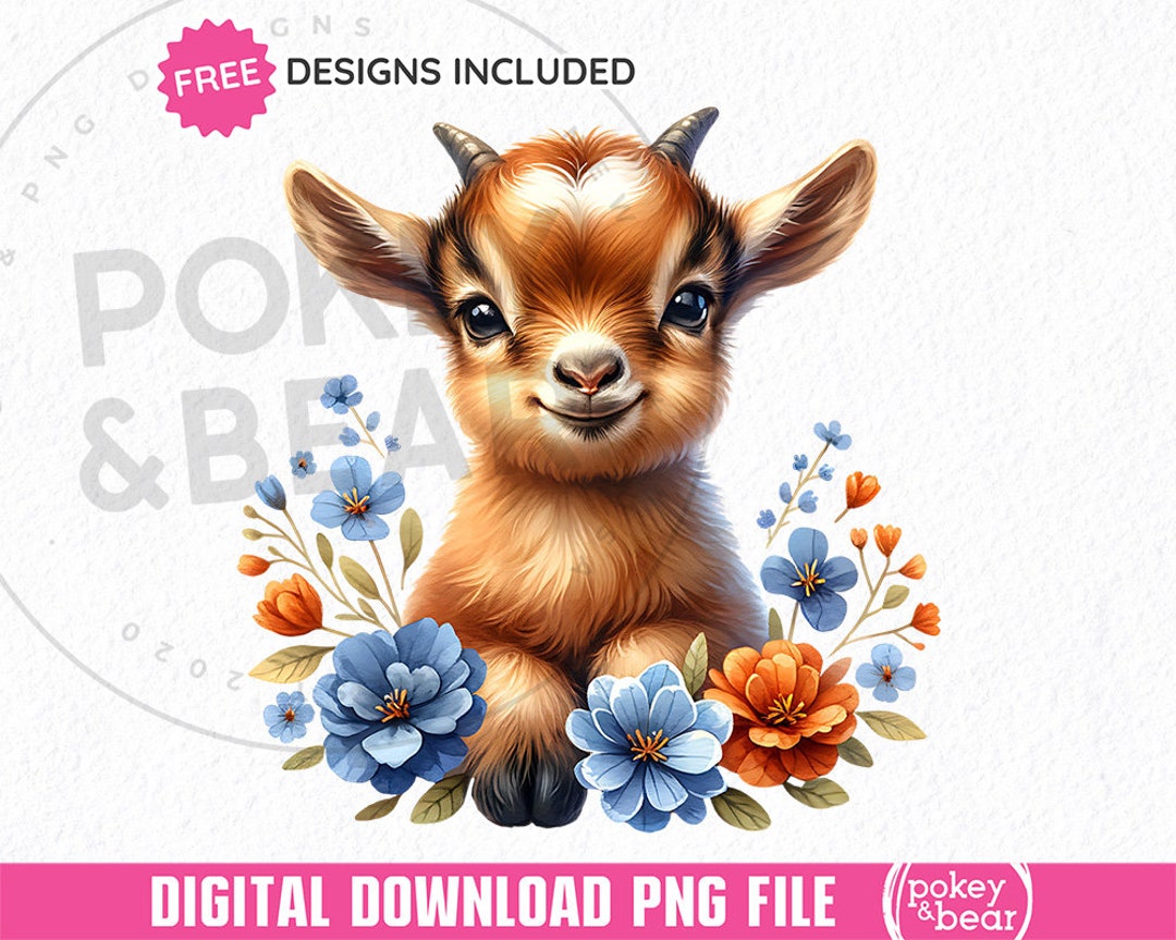 Floral Goat Png Sublimation Design Baby Goat Shirt Design Nubian Goat ...