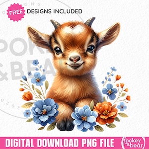 Floral Goat Png Sublimation Design Baby Goat Shirt Design Nubian Goat ...