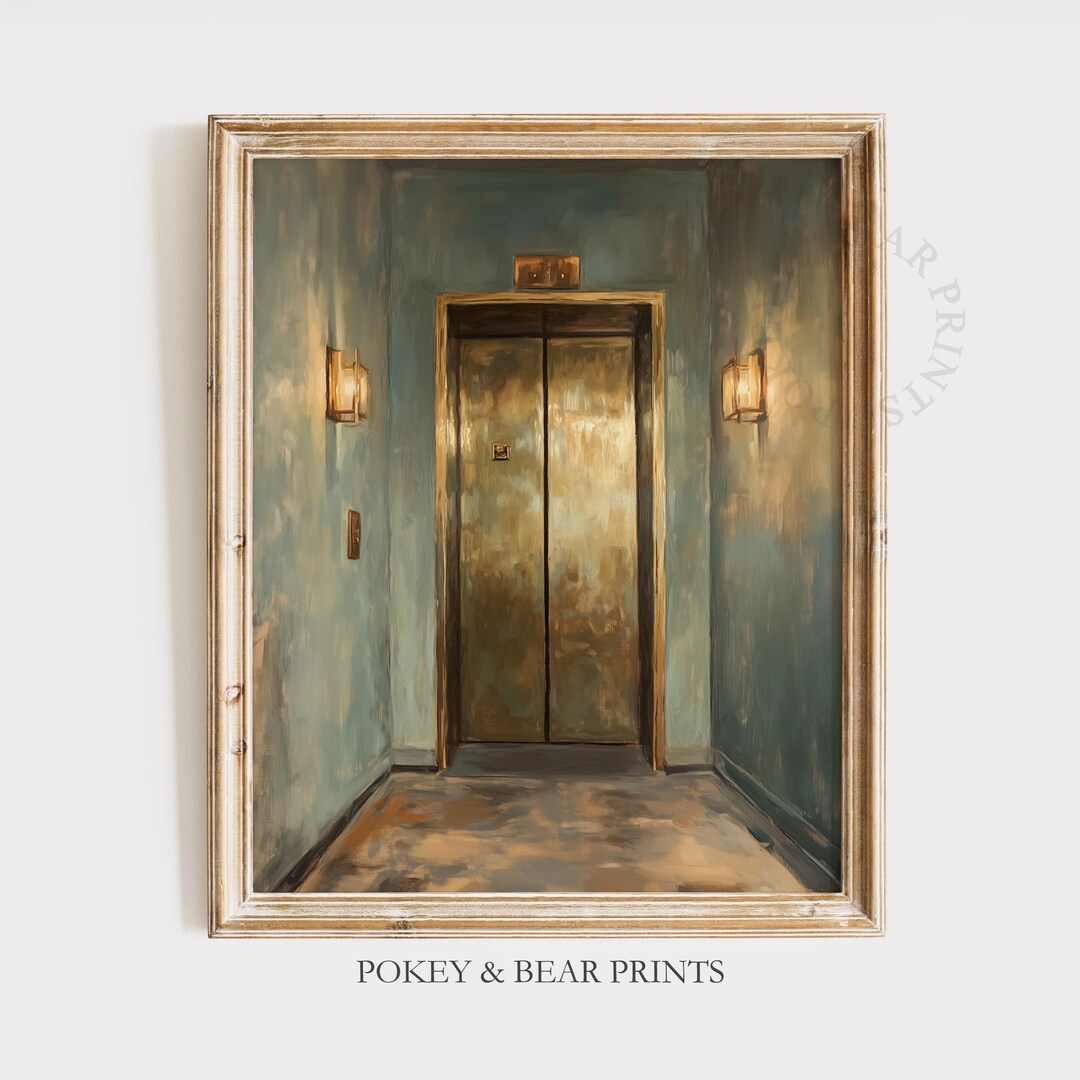 Vintage Elevator Doors Printable, Moody Urban Rustic Art, Cinema Style ...