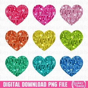 Glitter Heart Png Valentine's Day Png Sublimation Design Rainbow Png ...