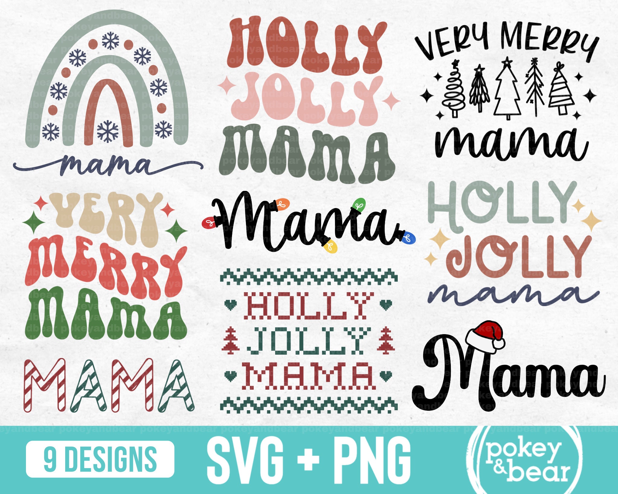 Mama Christmas Svg Bundle Very Merry Mama Svg Holly Jolly - Etsy