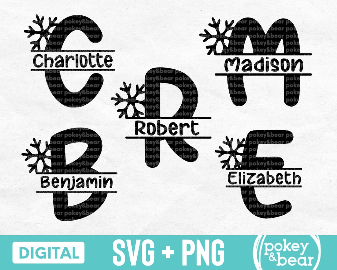 Split Monogram Alphabet Svg Bundle Snowflake Monogram Svg Christmas ...