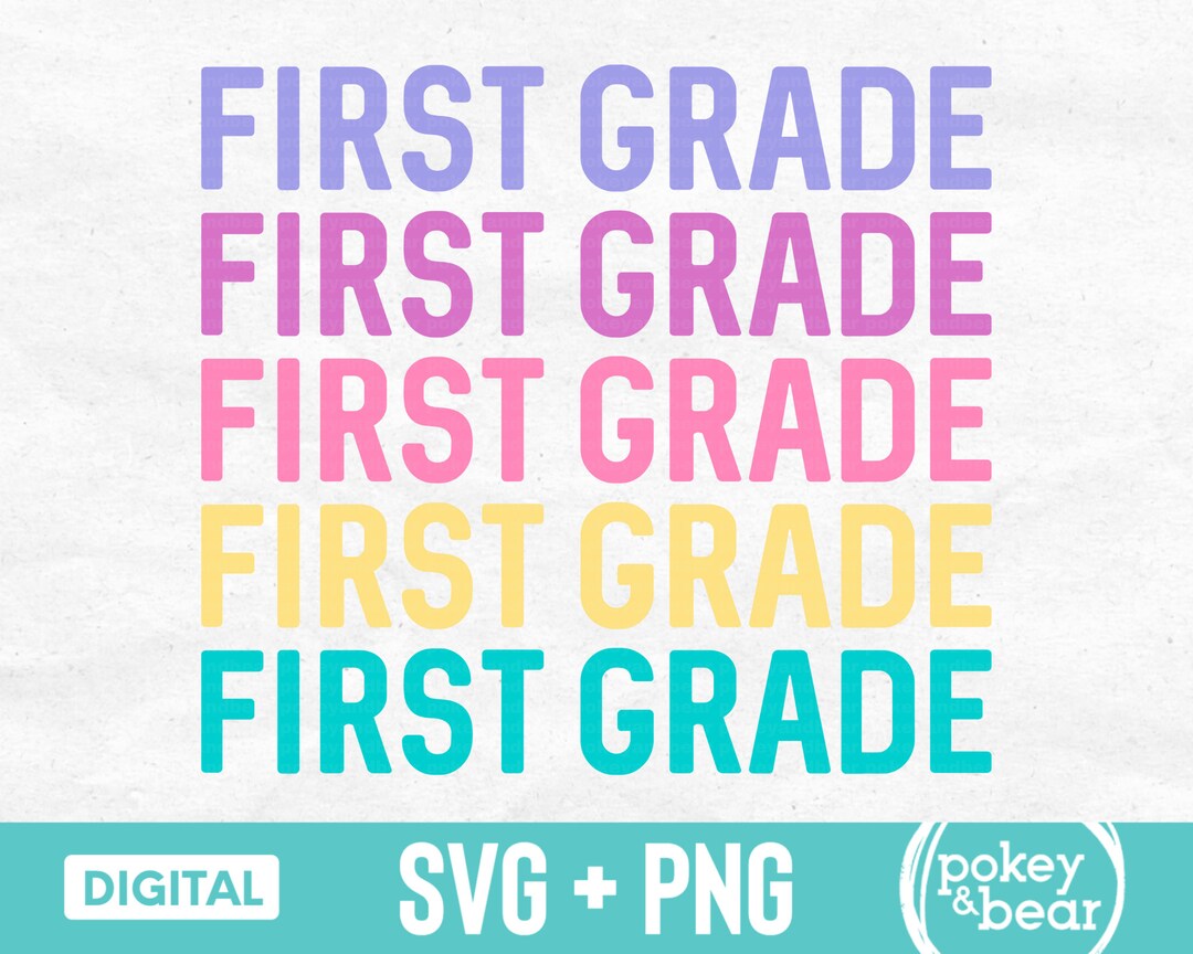 Rainbow First Grade Svg Colorful First Grade Png Sublimation Design 1st ...