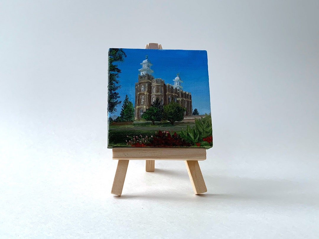 Logan, Utah Temple 3x3" Mini Painting Original Hand Painted Oil on ...