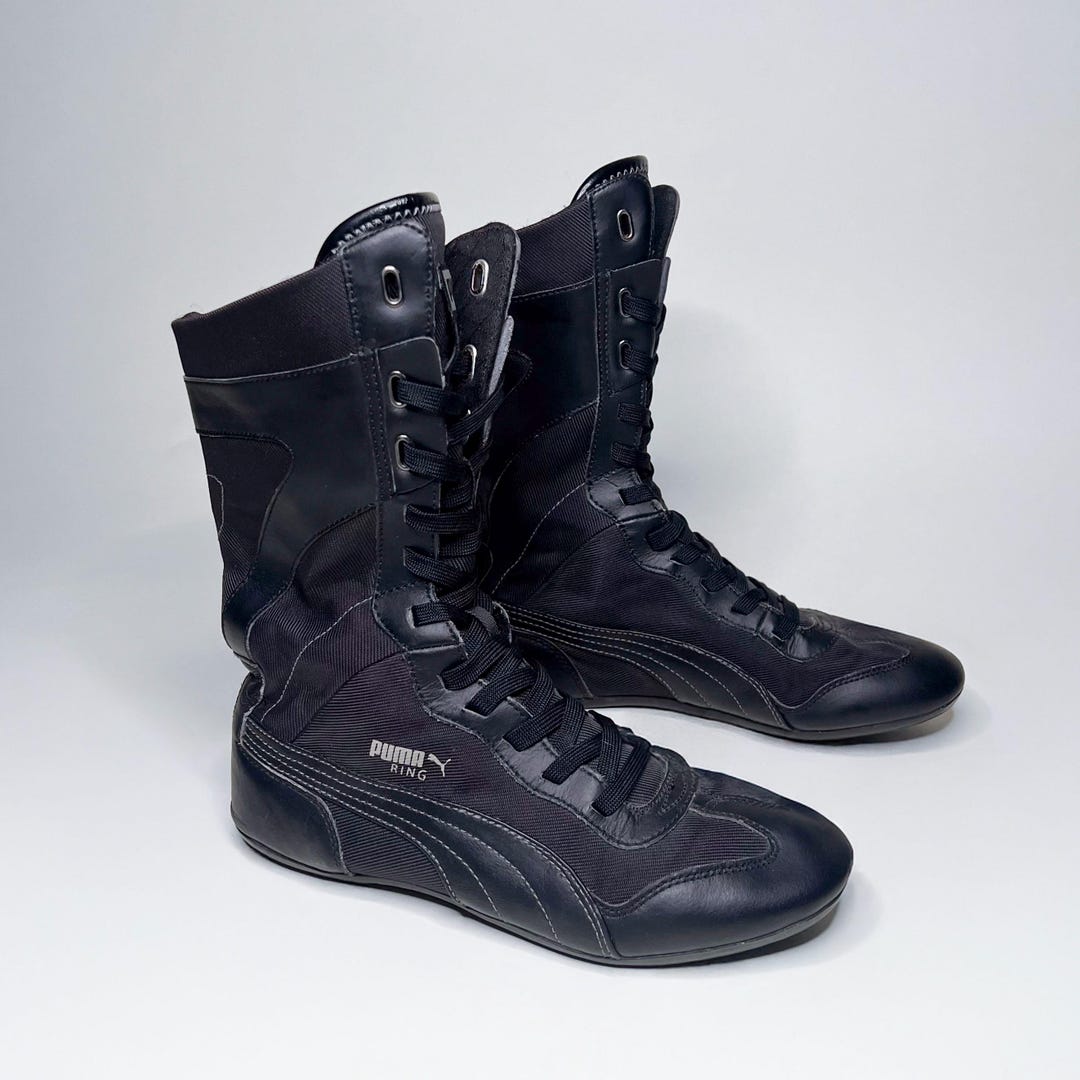 Puma Ring Boxing Boots High Top Black Leather Sneakers / UK 4 - Etsy