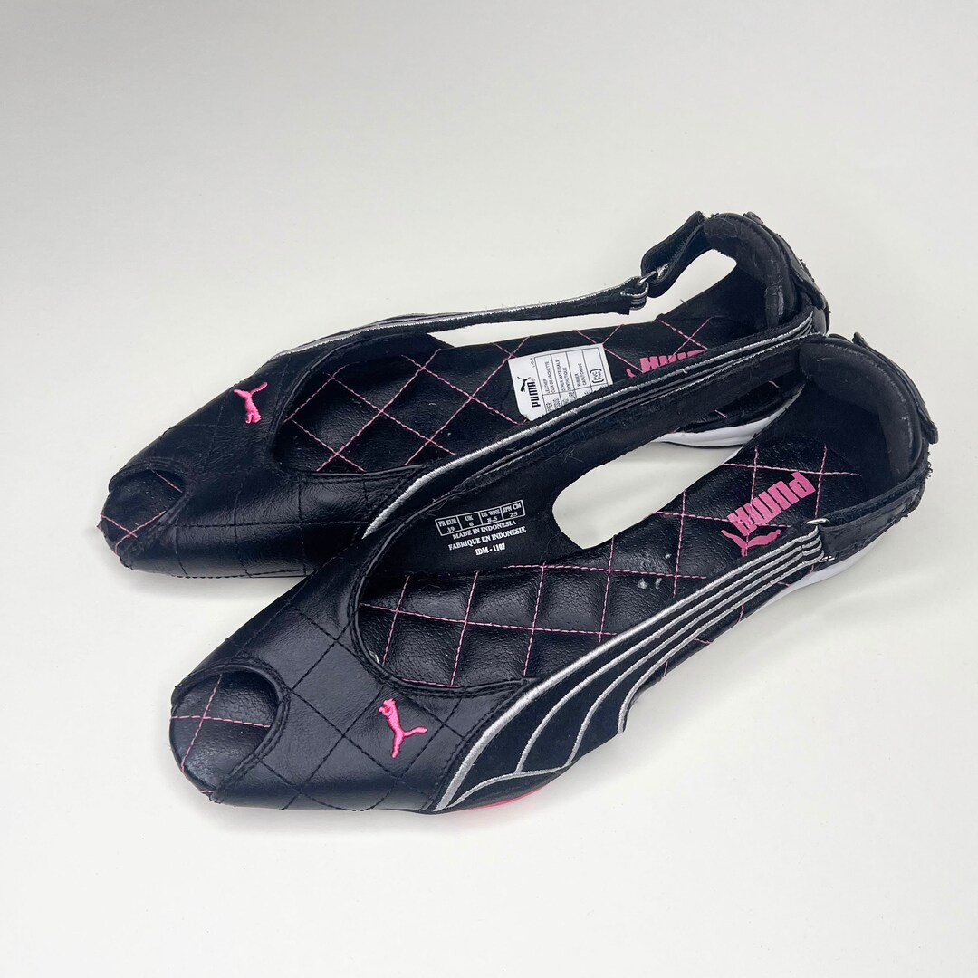 Puma Archive Black / White Open Toe Ballet Flats - Etsy