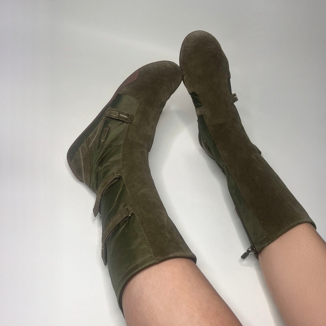 Esprit Archive Green Leather Cargo Boots / EUR 40 - Etsy