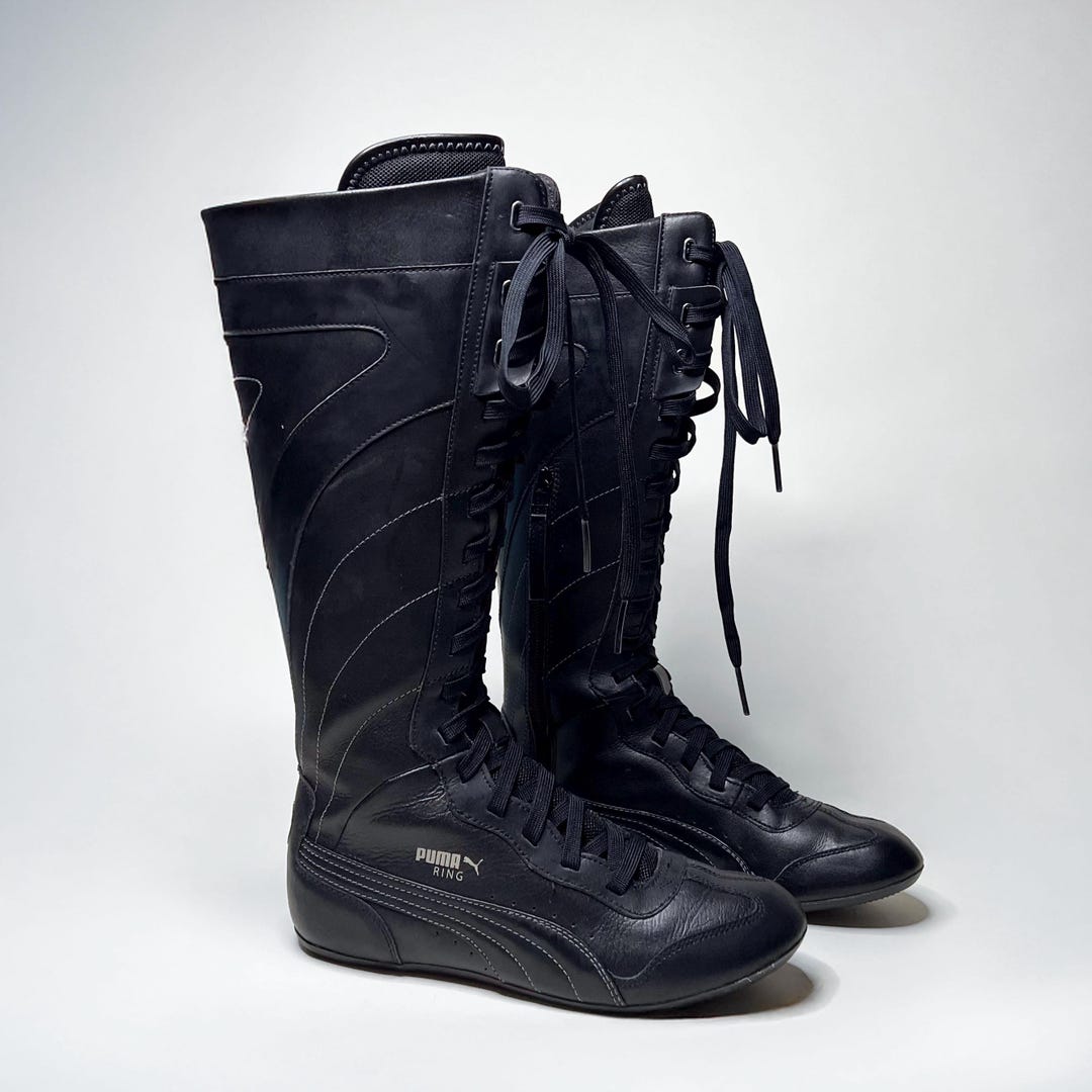Puma Ring Archive Black Leather Boxing Boots / UK 4 - Etsy