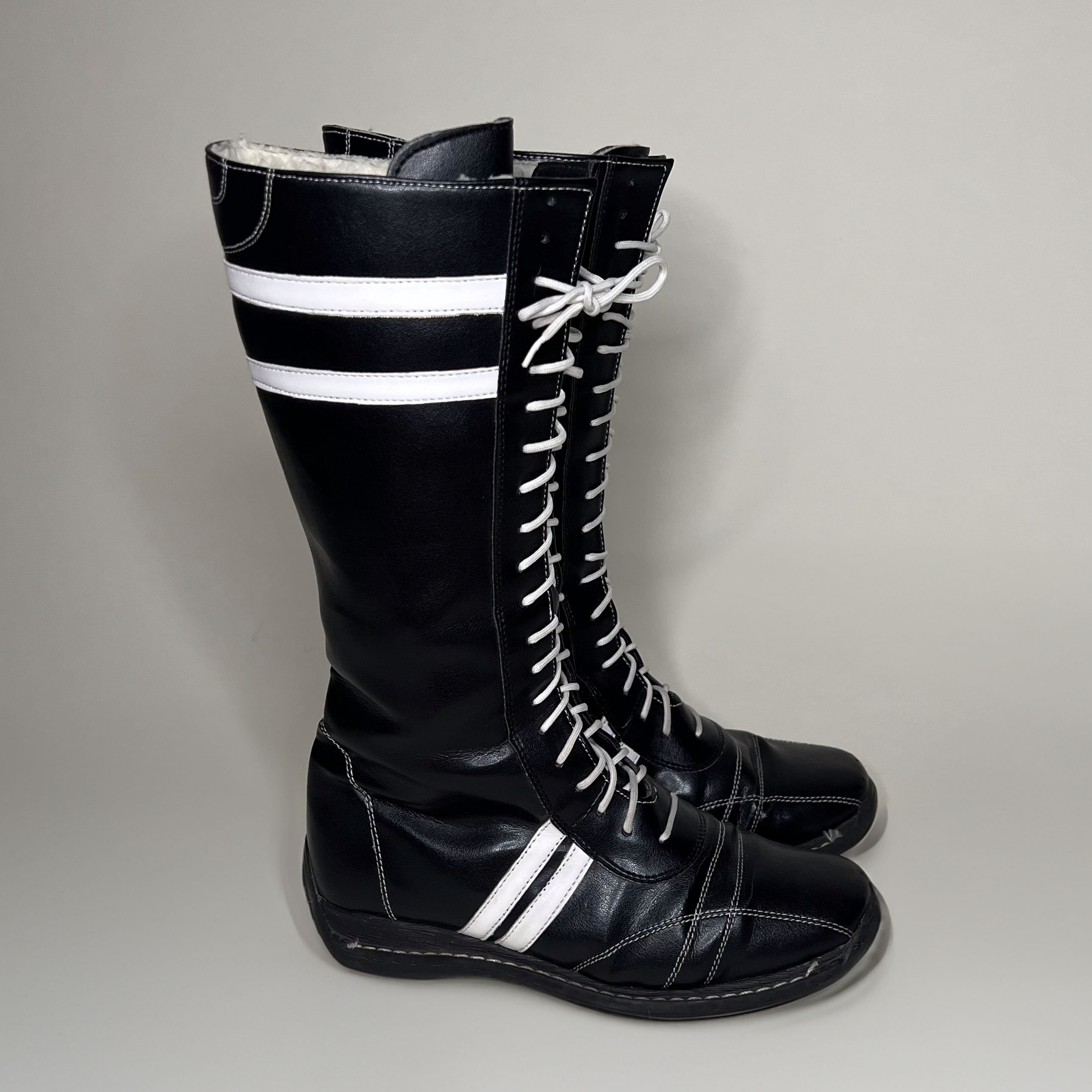 Vintage Black Lace up Leather Boxing Boots - Etsy