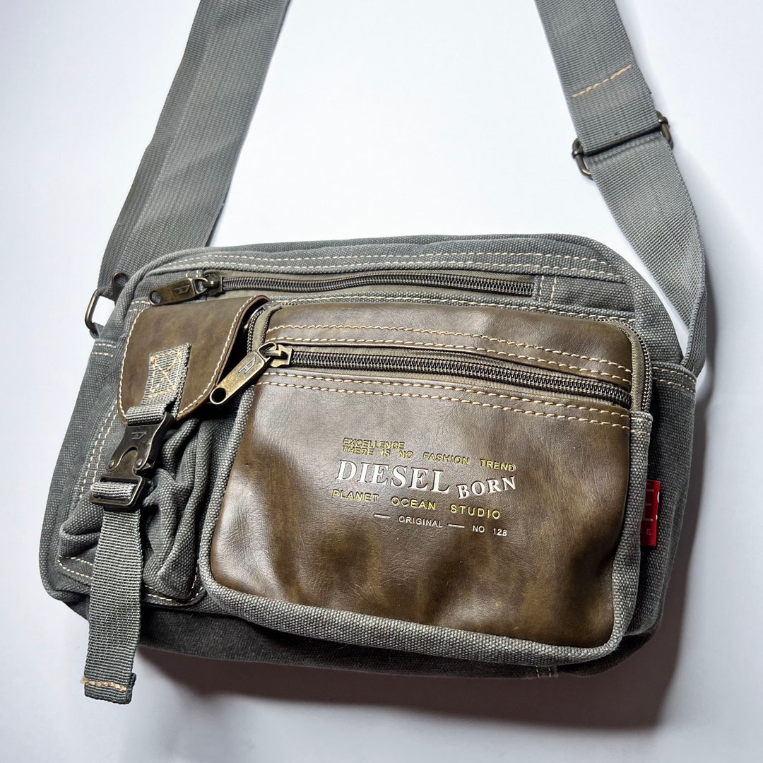 Diesel Grey Small Cargo Bag With Leather Details - Etsy