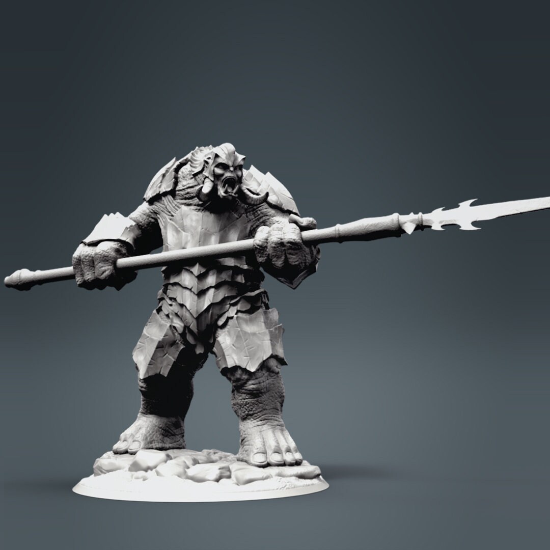 Armoured Troll With Spear Primal Adventure by Clynche, 3D Printed Model ...
