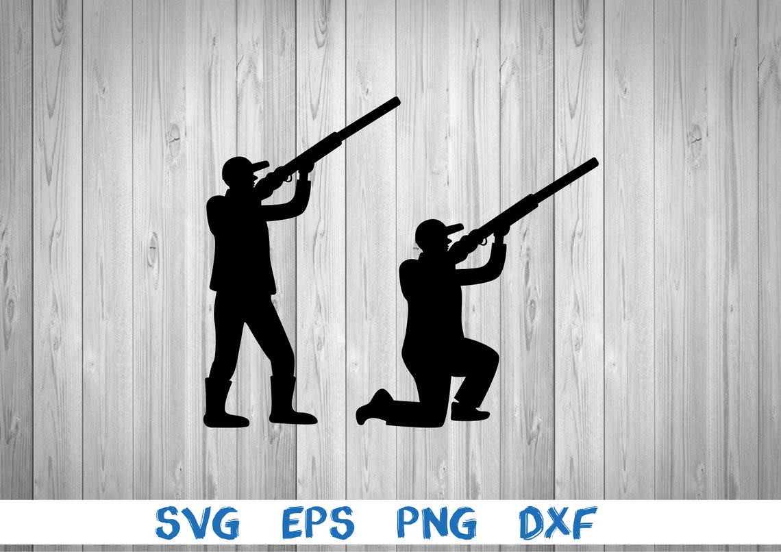 Hunter kneeling hunter hunter shooting silhouette picture | Etsy