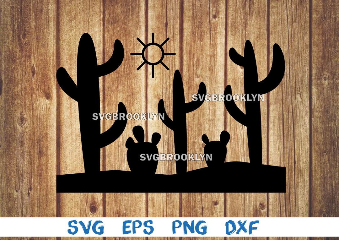 Desert, Cactus, Landscape, Desert With Cactus, Picture, Silhouette, Svg ...