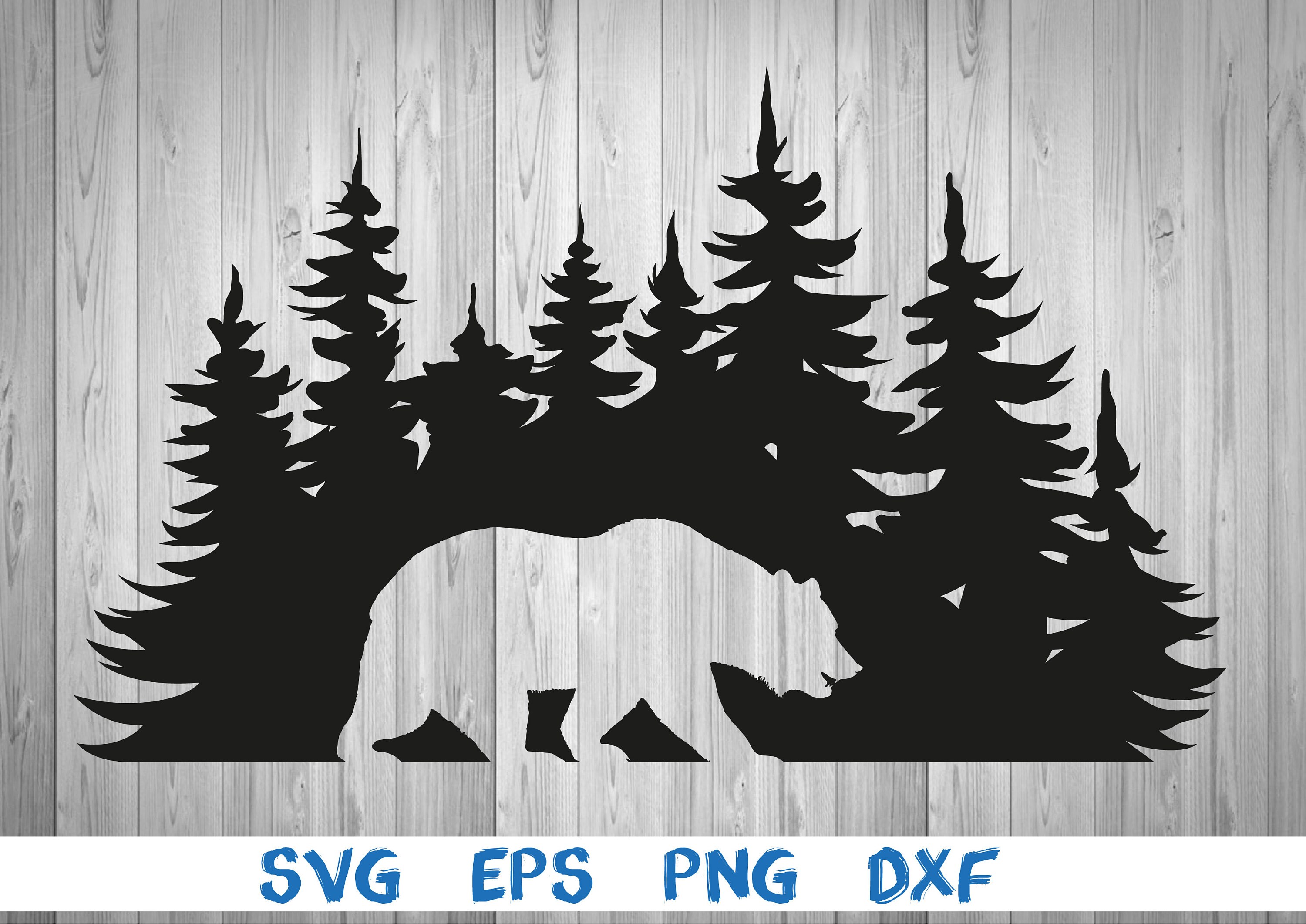 Bear forest landscape bear in forest picture svg png | Etsy