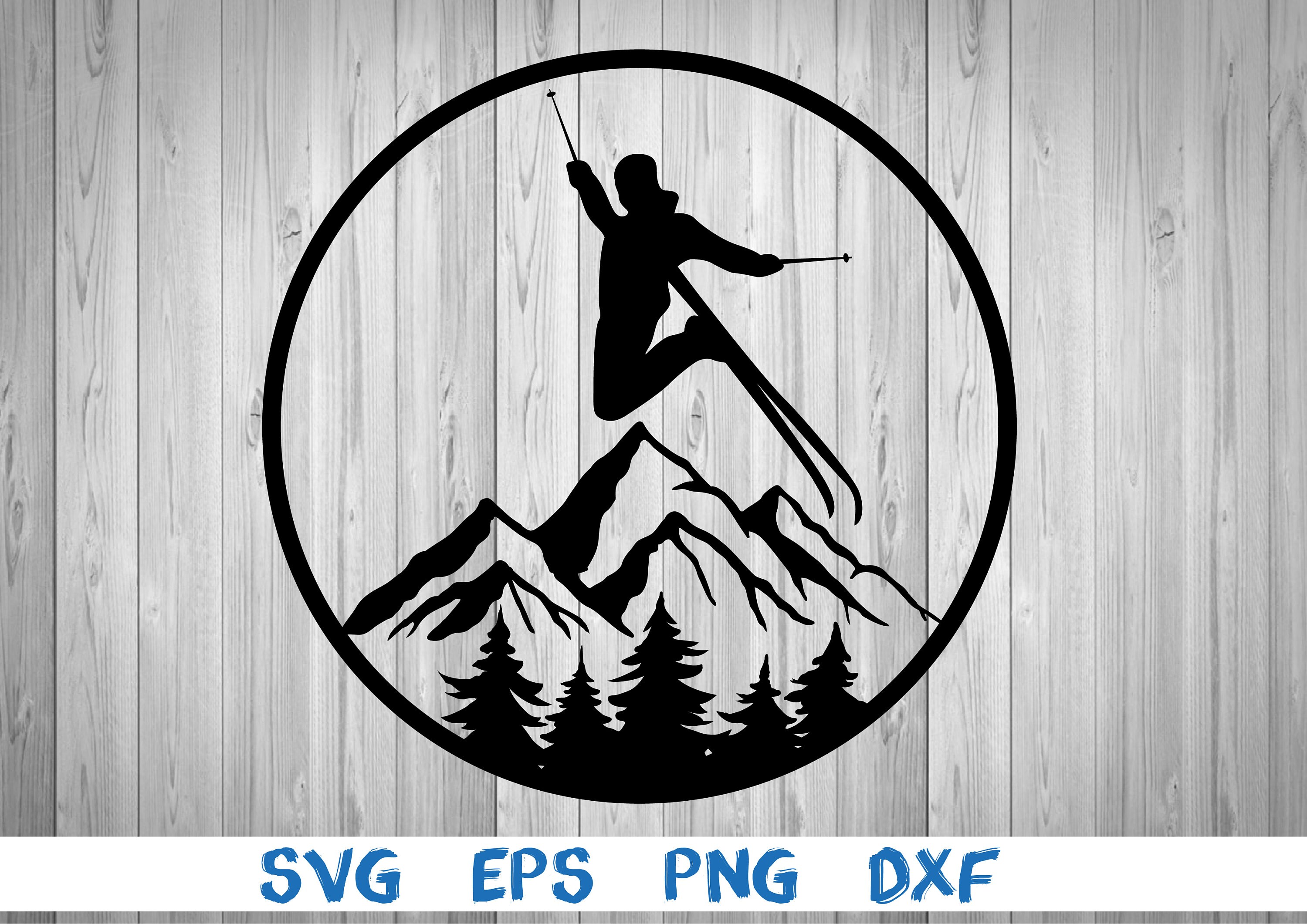 Snow ski skiing skier mountain landscape forest | Etsy