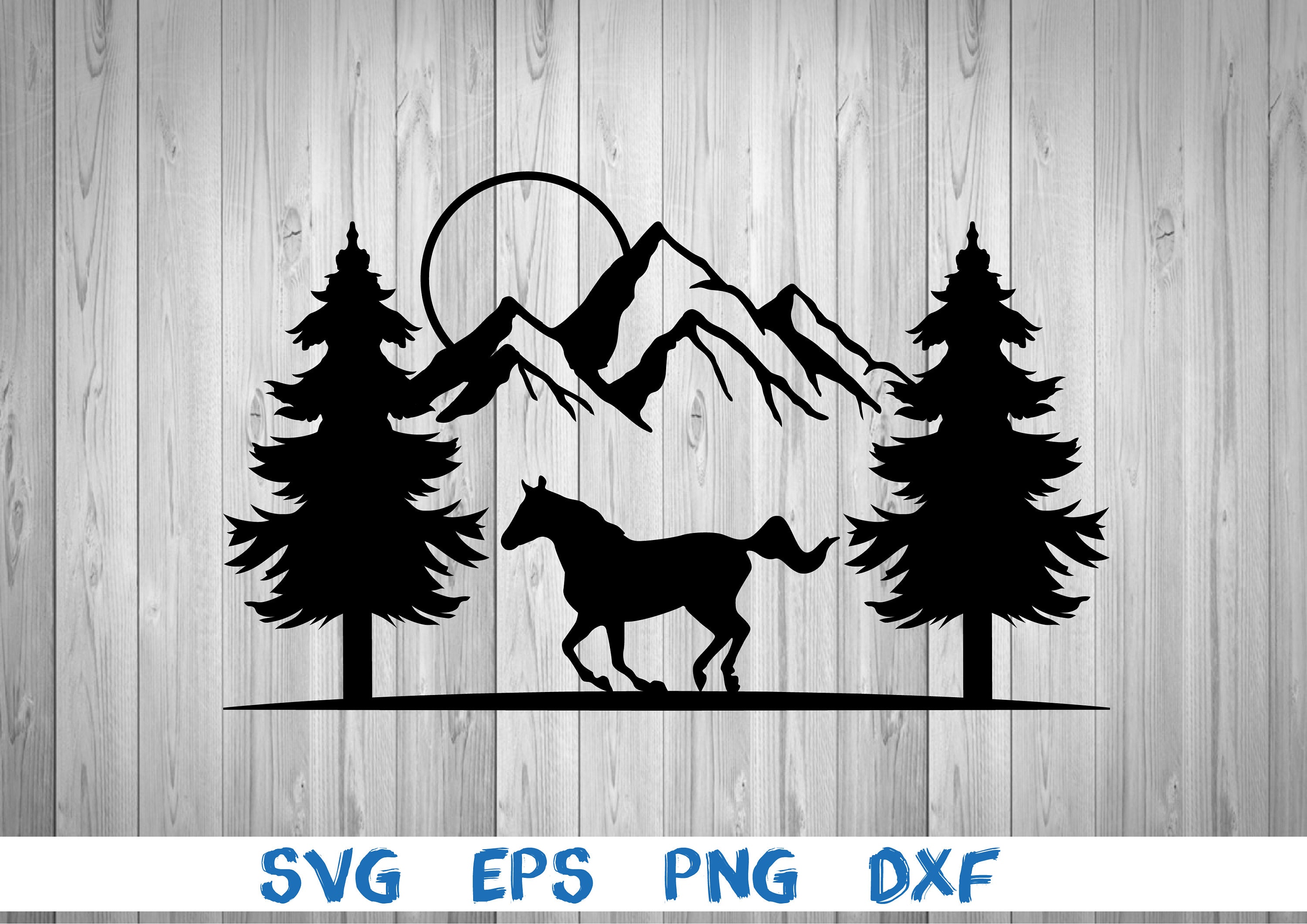 Horse running horse forest landscape mountain picture | Etsy