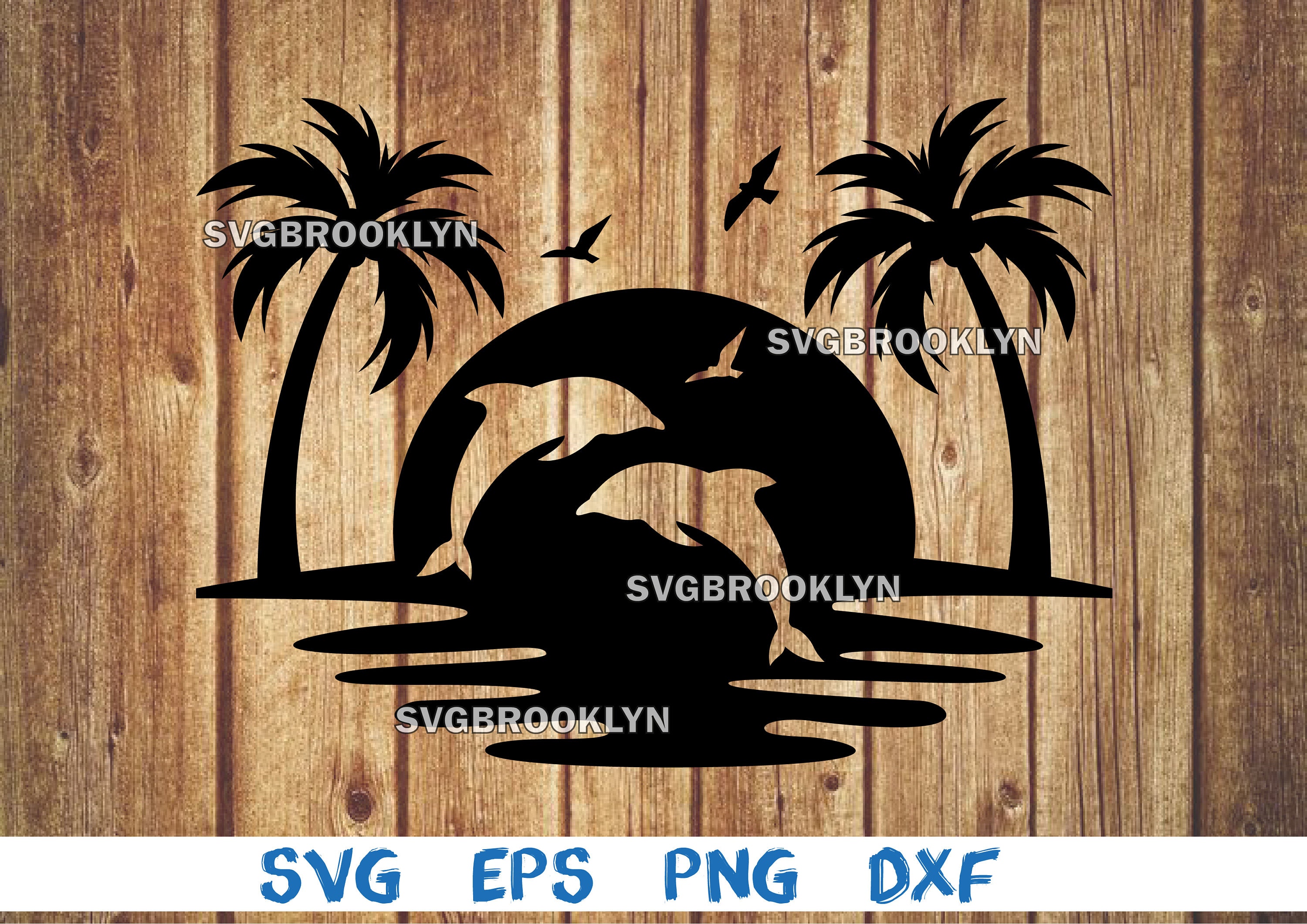 Palm Tree, Island, Tropical Island, Beach, Dolphin, Bird, Landscape ...