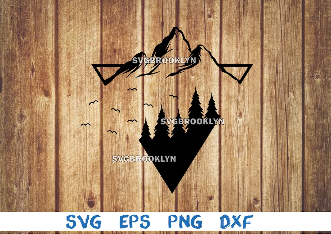 Triangle, Forest, Birds, Tree, Mountain, Landscape, Svg,png, Eps, Dxf ...