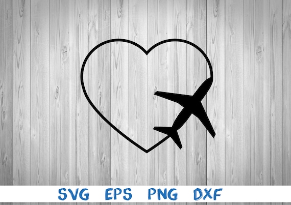 Heart Airplane Airplane Into Heart Silhouette Picture Svg - Etsy