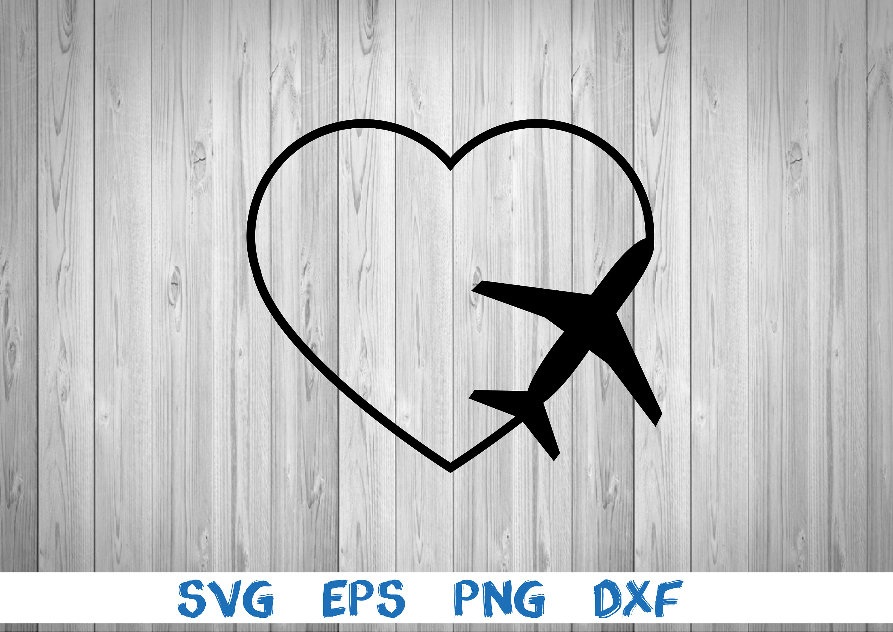 Avión del corazón avión en el corazón silueta imagen svg - Etsy España