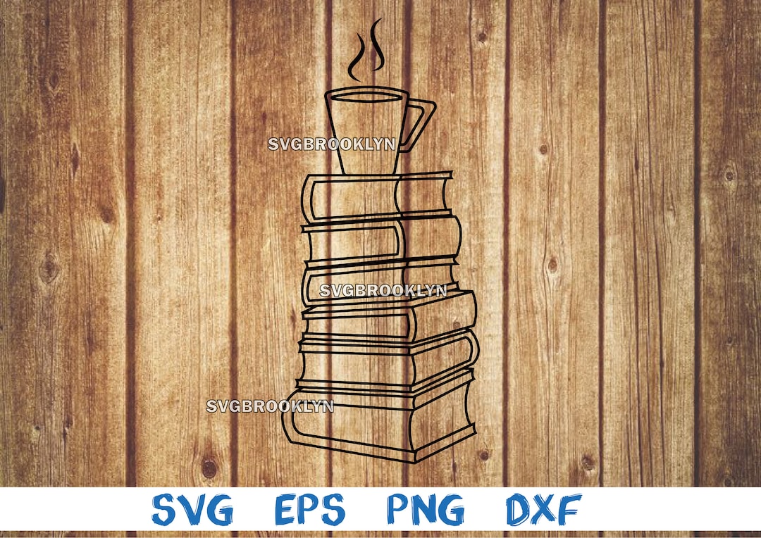 Books and Coffee, Coffee Cup on Top of Books, Coffee, Books, Svg, Png ...