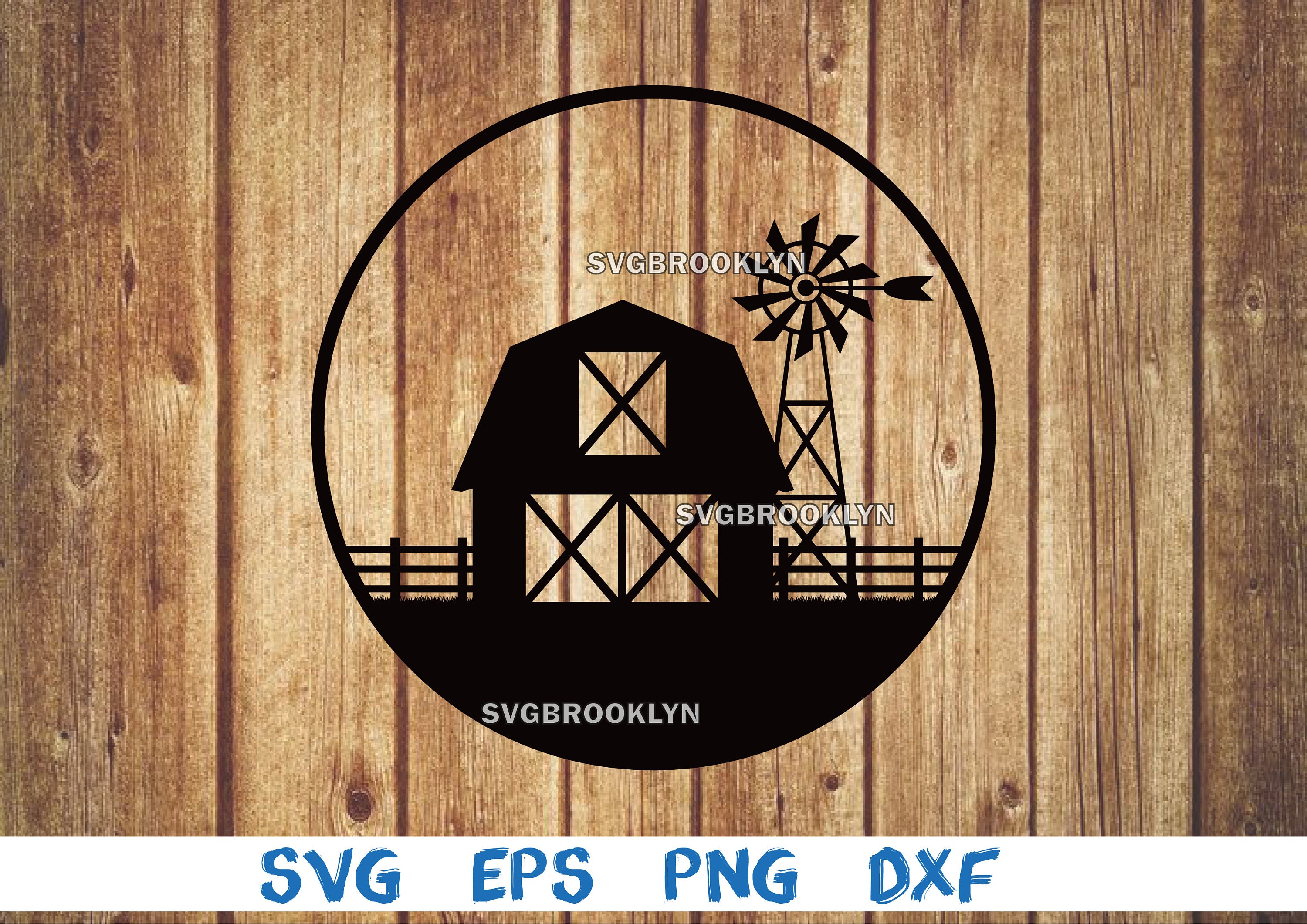 Barn and Windmill, Silhouette, Barn, Farm, Windmill, Svg, Png, Eps, Dxf ...