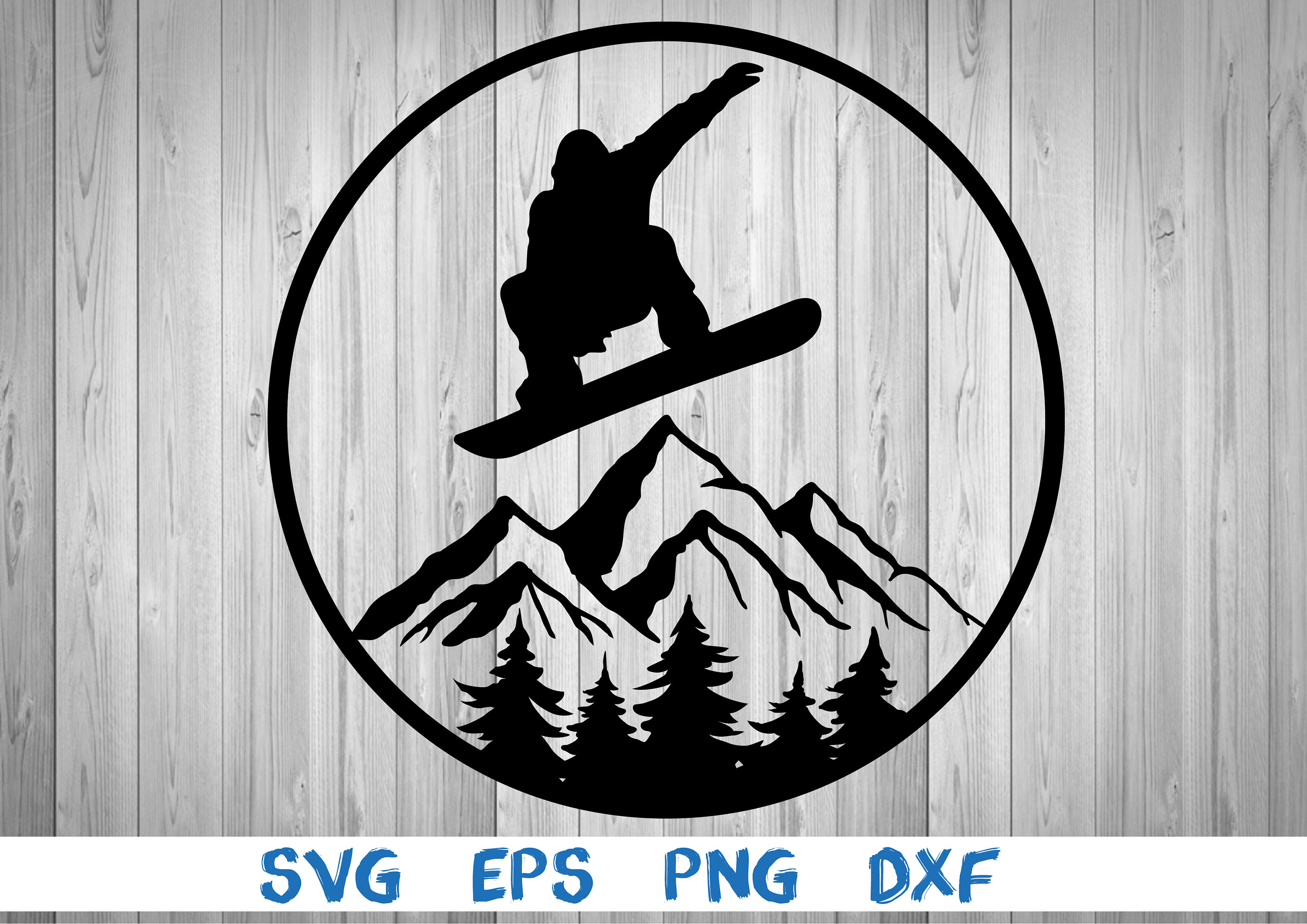 Snowboard Snowboard Berge Landschaft Wald Silhouette | Etsy