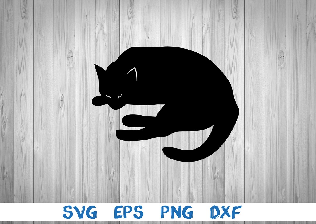 Cat, Sleeping Cat, Silhouette, Picture, Svg, Png, Eps, Dxf, Digital ...
