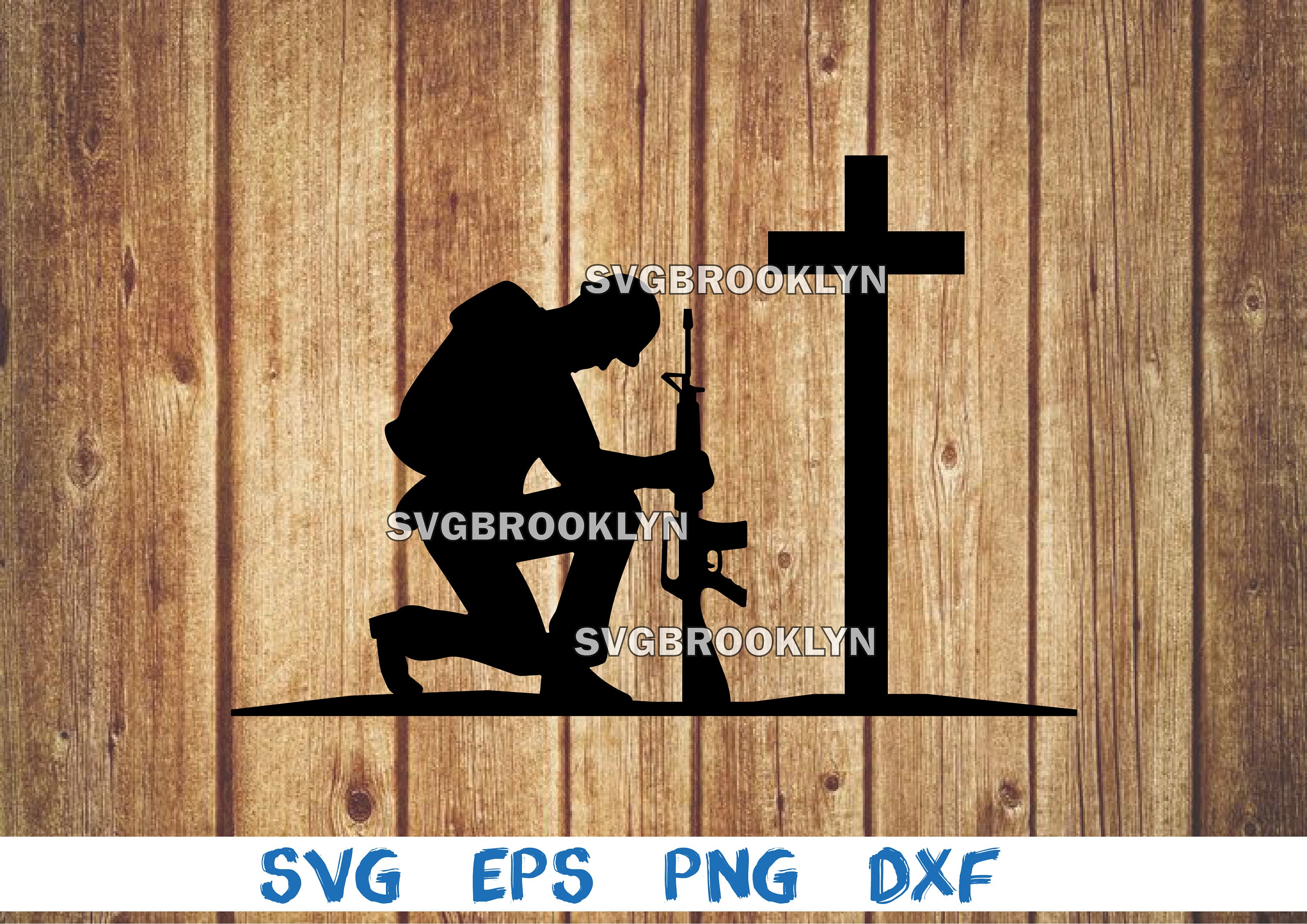 Soldier Kneeling at Cross, Silhouette, Picture, Svg, Png, Eps, Dxf ...