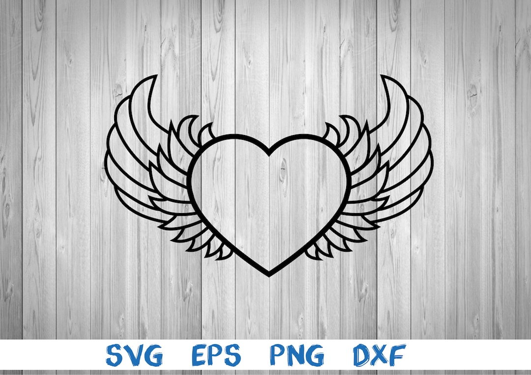 Heart With Wings, Wing, Heart, Silhouette, Picture, Svg, Png, Eps, Dxf ...